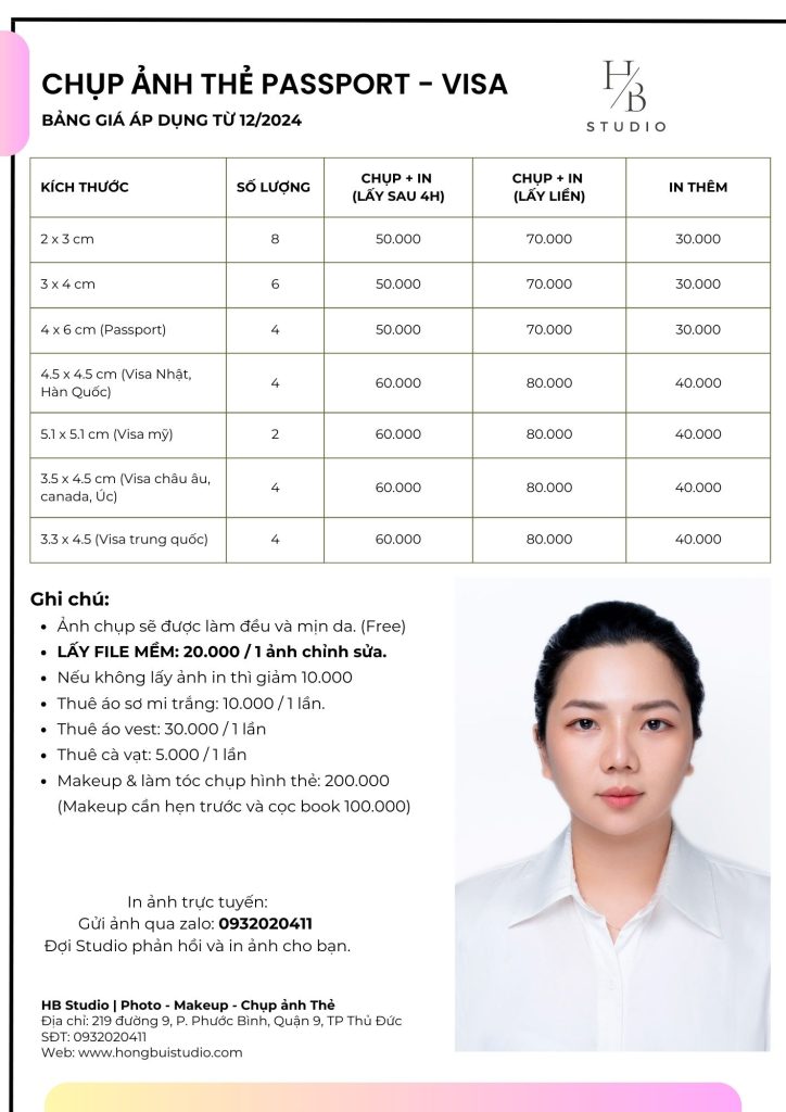 HB Studio - Tiệm Chụp Ảnh Thẻ / Passport / Visa Đẹp Ở Bình Trưng Đông, Thủ Đức - Review Nhiếp Ảnh